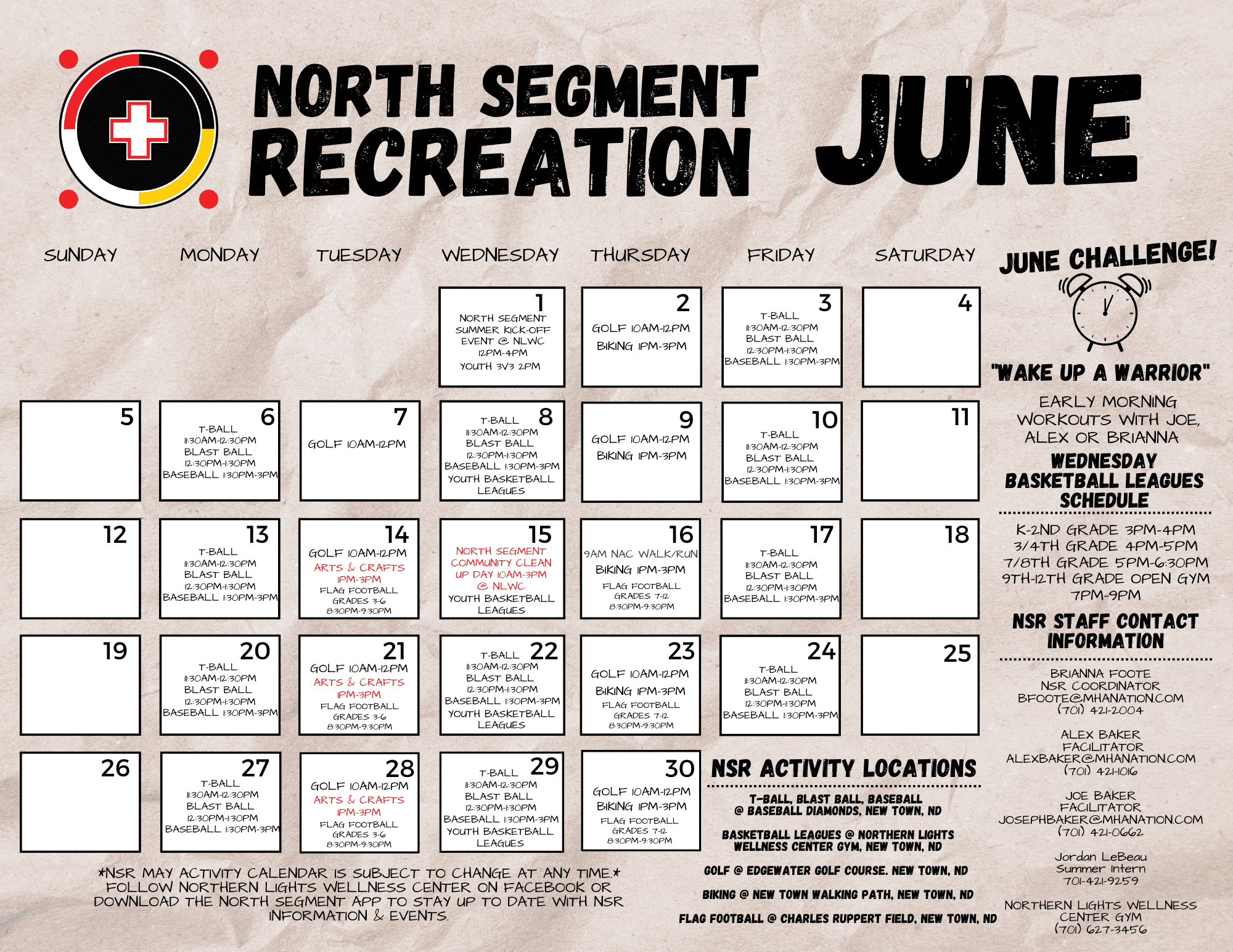 North Segment Rec – June Calendar 2022 | North Segment